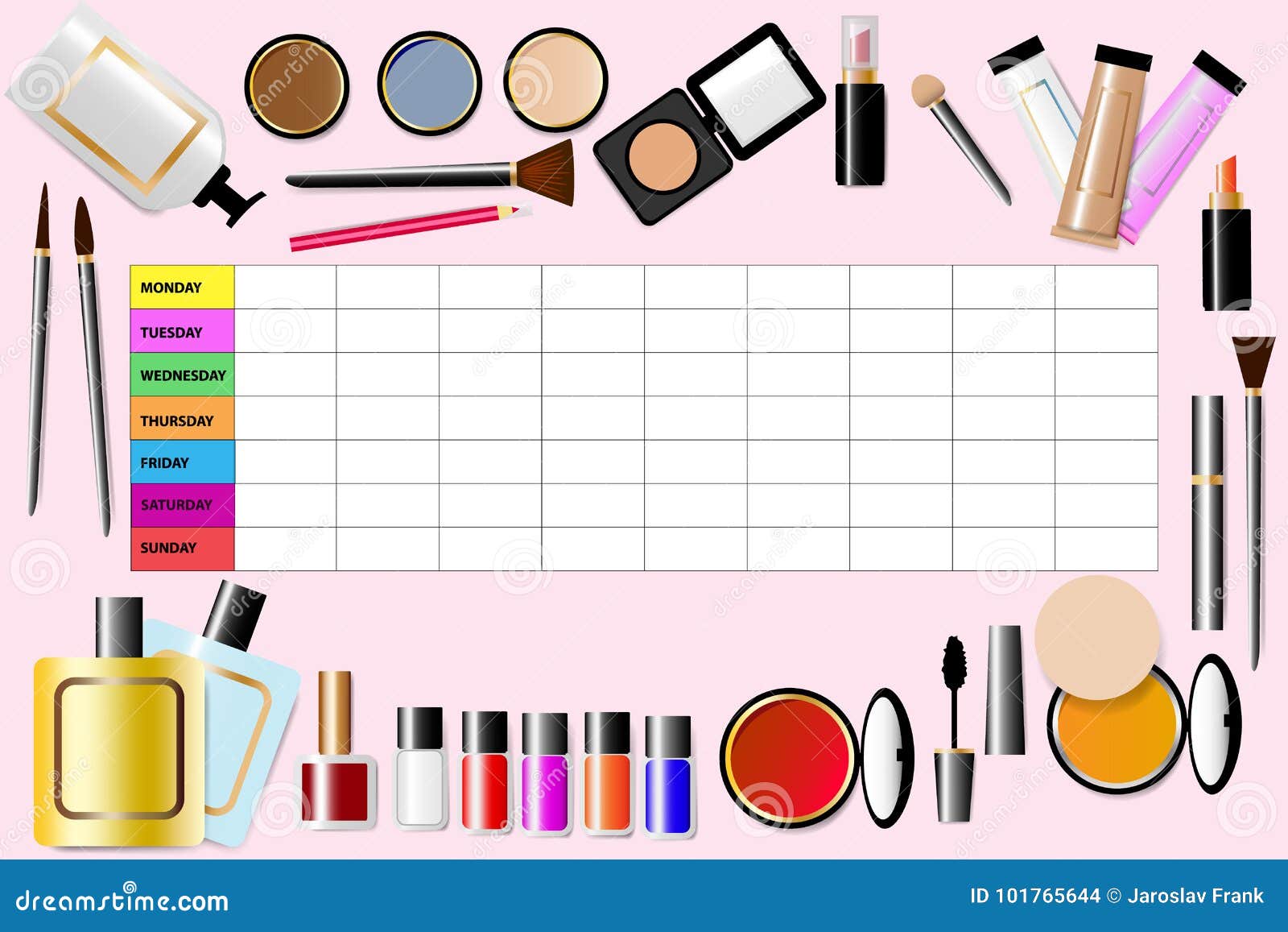 Weekly Schedule For Cosmetic Services Concept Stock Vector ...