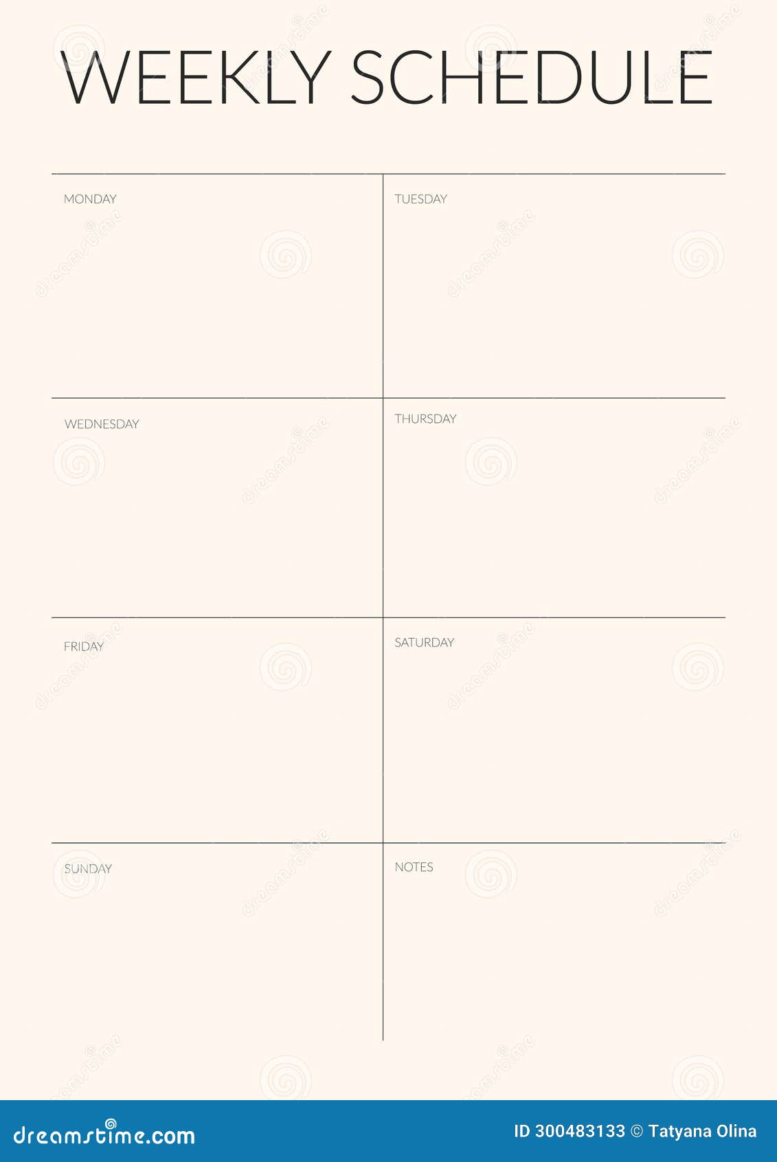 Weekly Schedule Notebook Page. Business Organizer with Notes and Goals ...