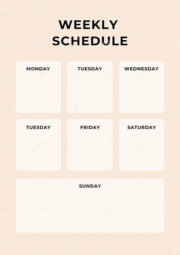 Weekly Schedule Personal Planner Page Stock Illustration - Illustration ...