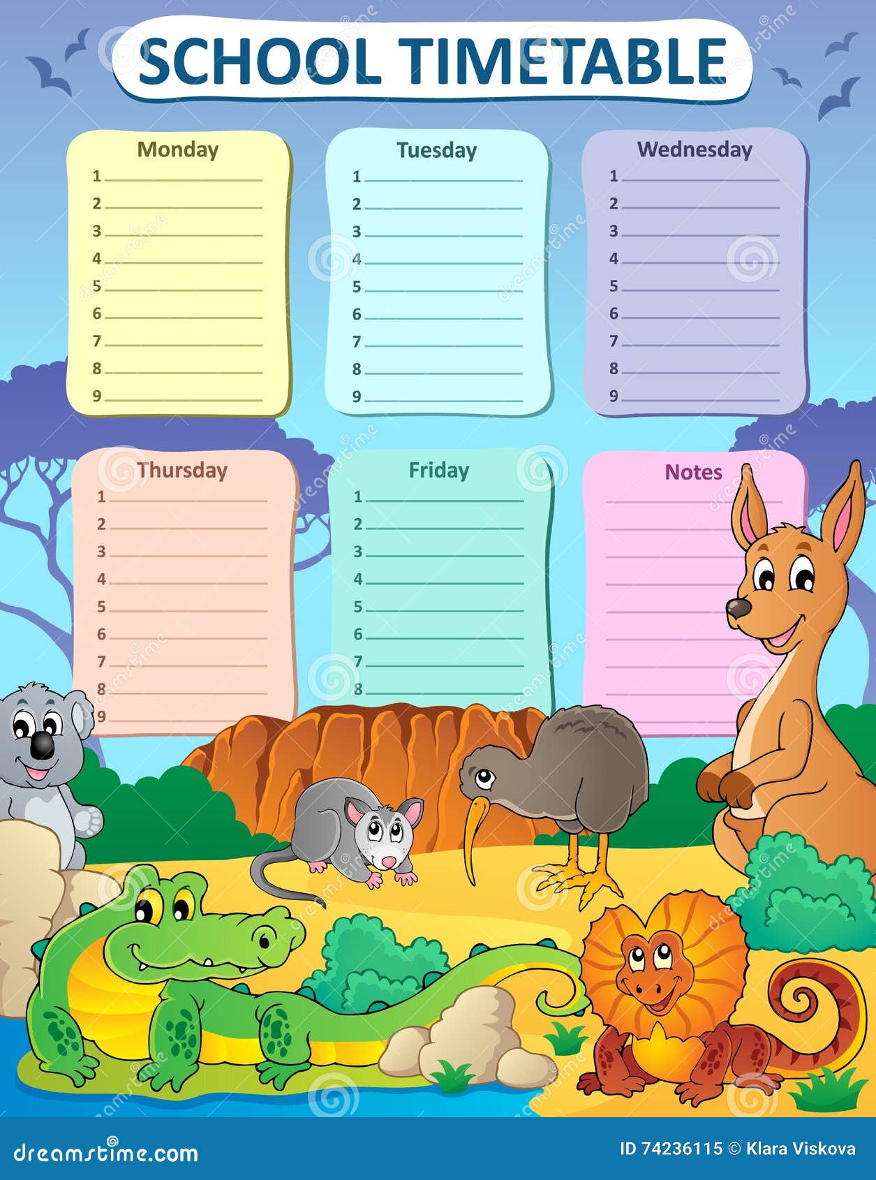 Weekly School Planner Template For Girls. Organizer And Schedule With ...
