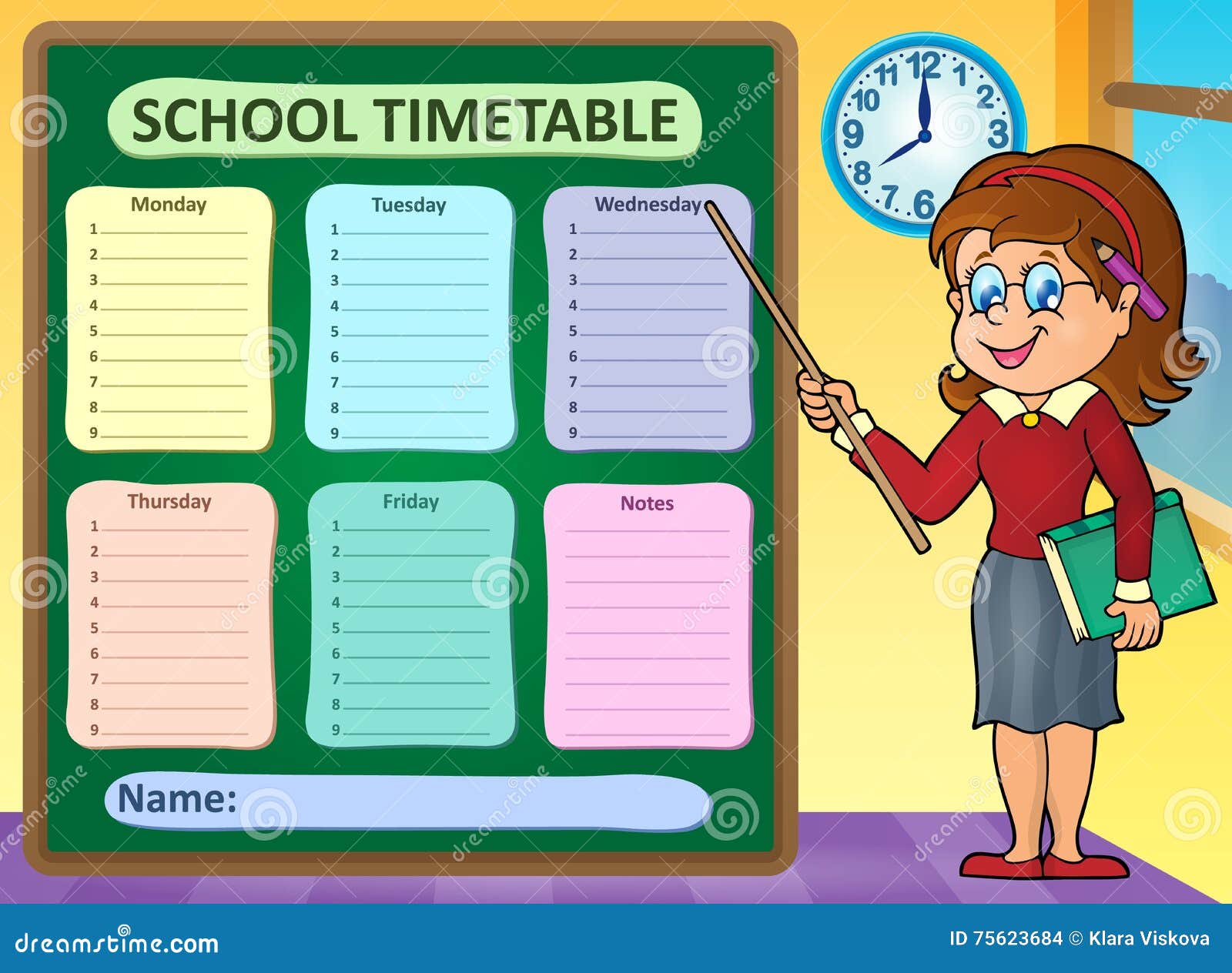 Weekly School Planner Template For Girls. Organizer And Schedule With ...