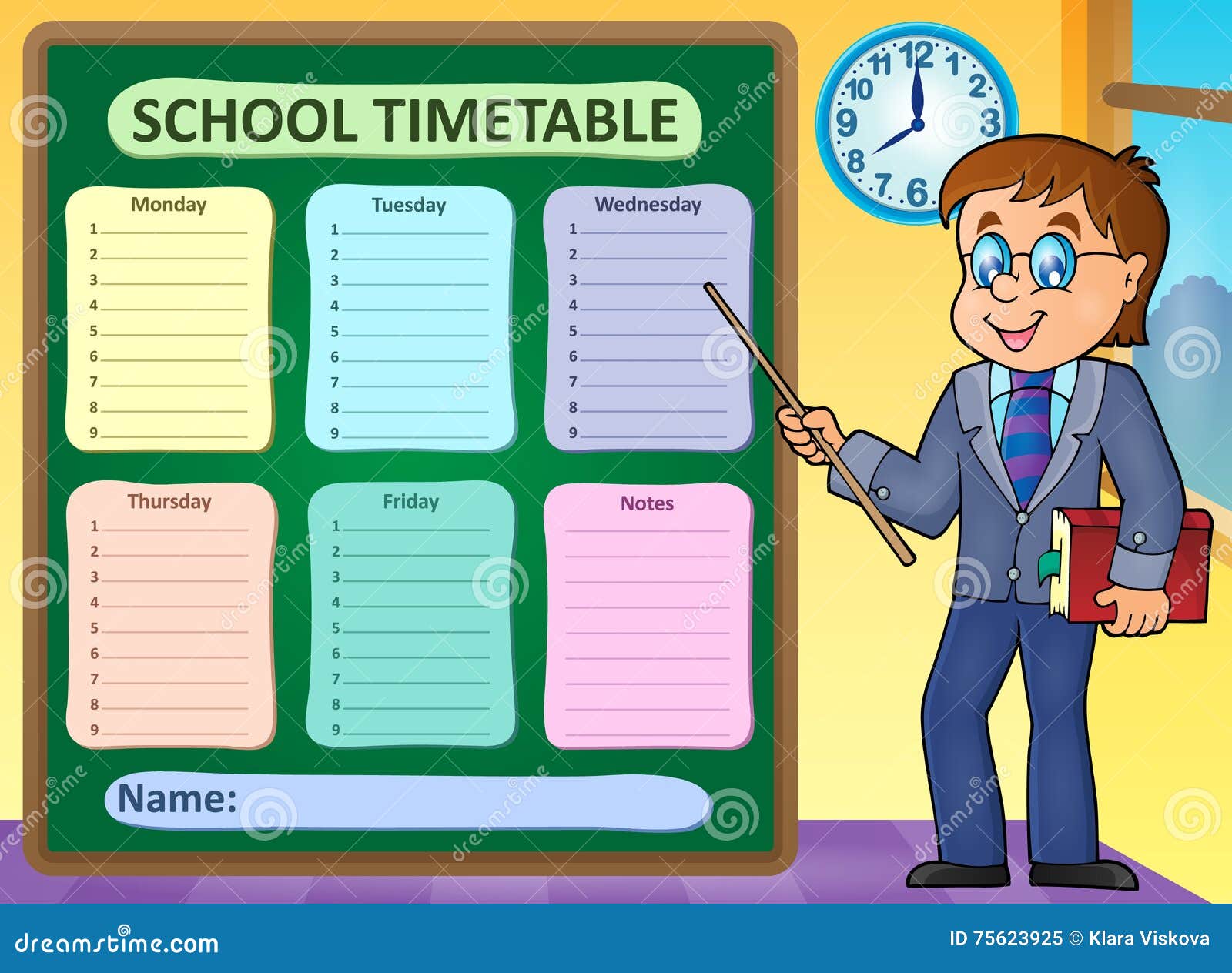 Weekly School Timetable Concept 6 Stock Vector - Illustration of ...