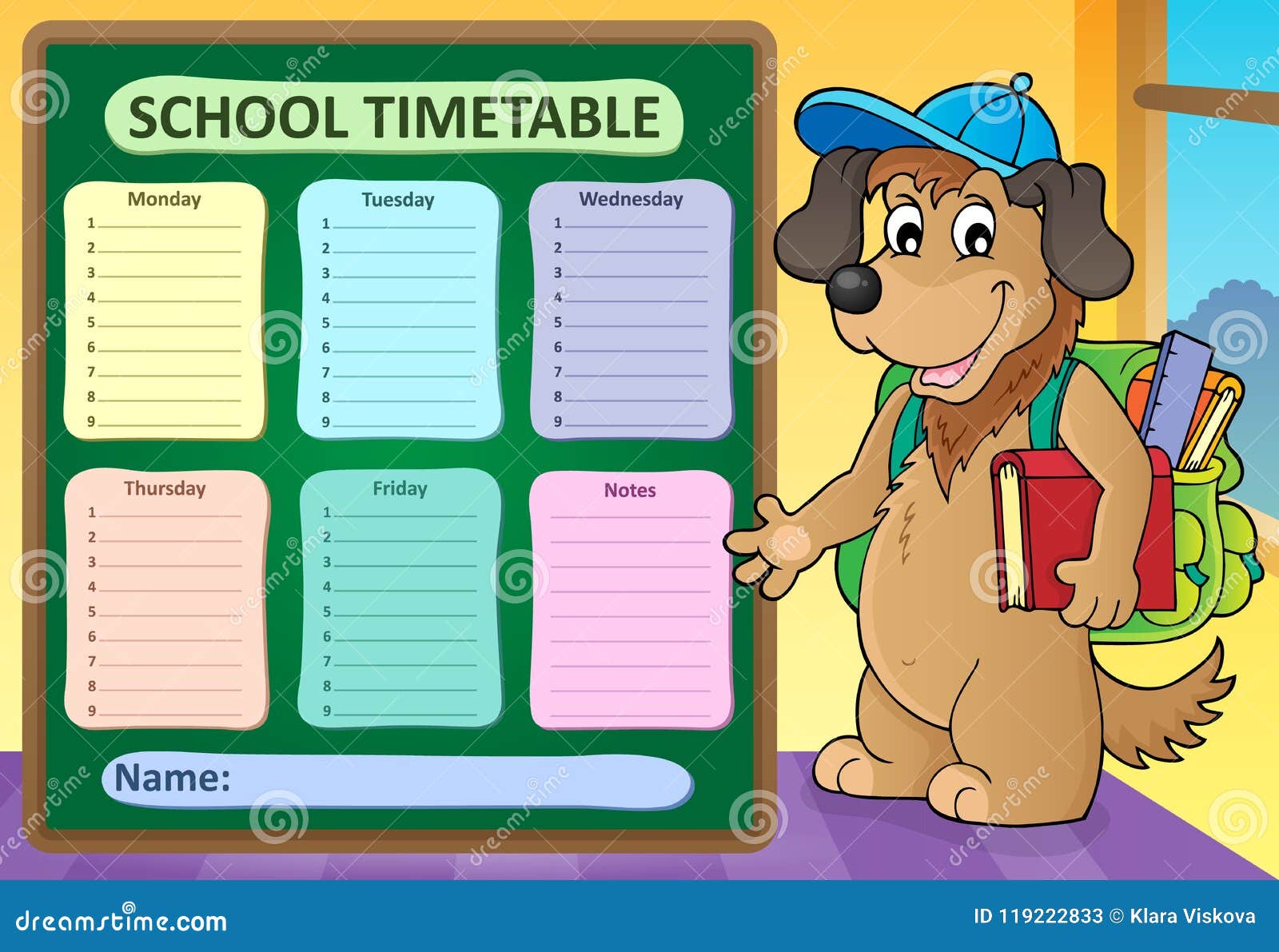 Weekly School Planner Template For Girls. Organizer And Schedule With ...