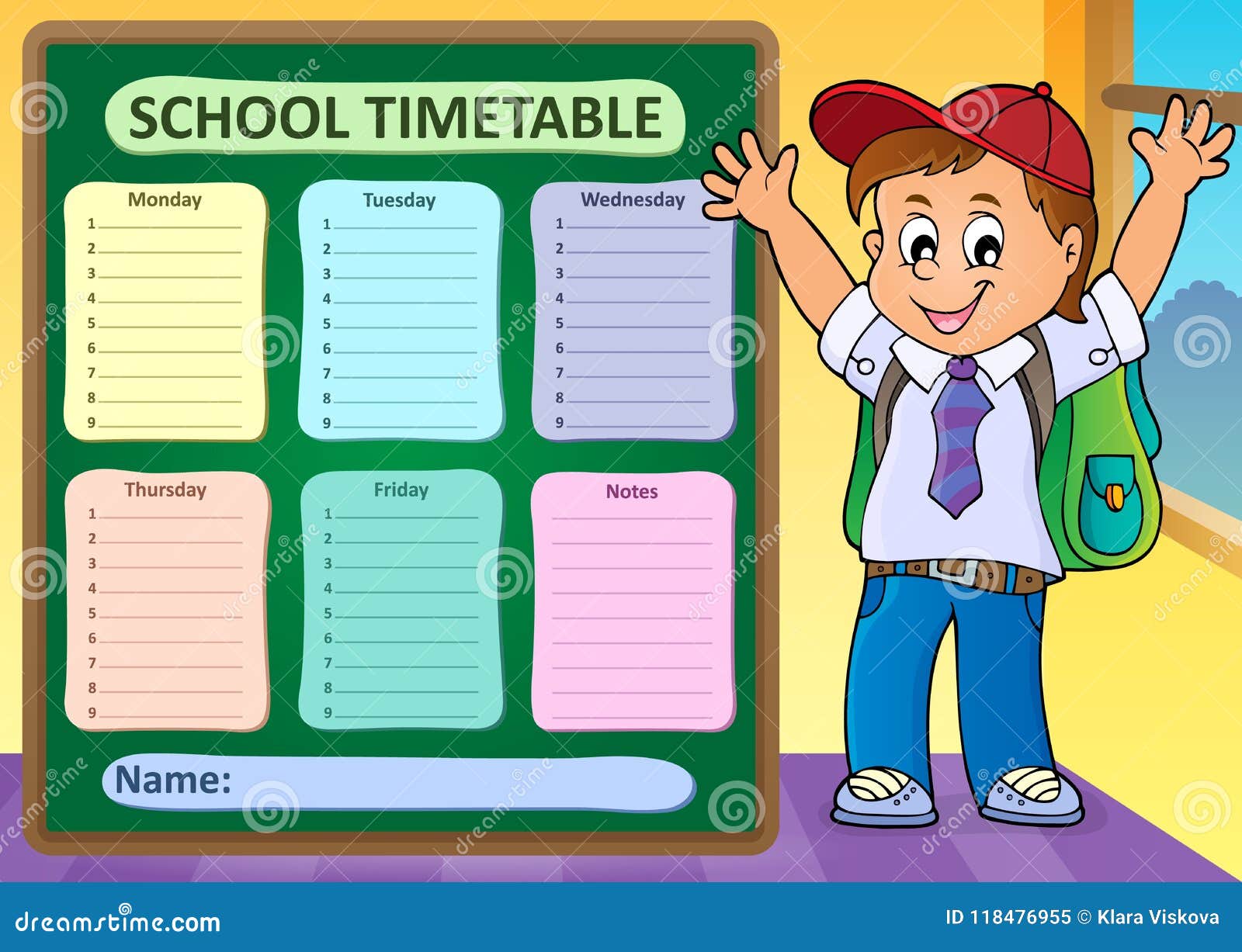 Weekly School Timetable Design 6 Stock Vector - Illustration of learn ...