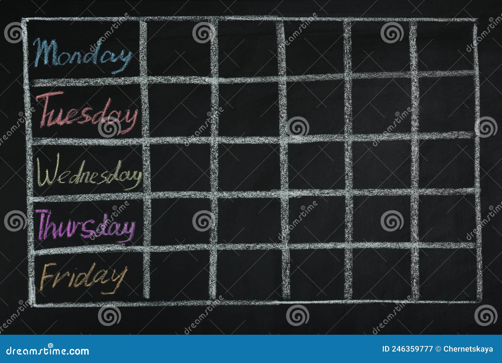 Weekly School Timetable Drawn On Black Chalkboard Stock Photography ...