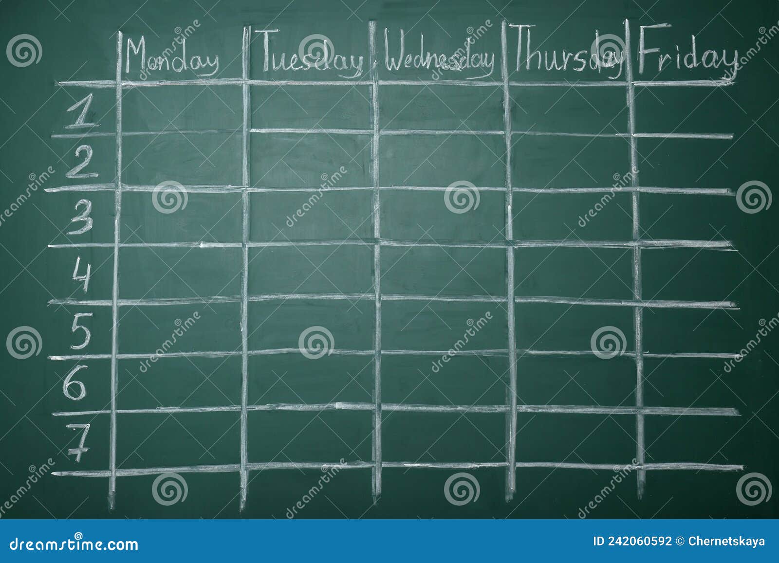 Weekly School Timetable Drawn on Green Chalkboard Stock Photo - Image ...