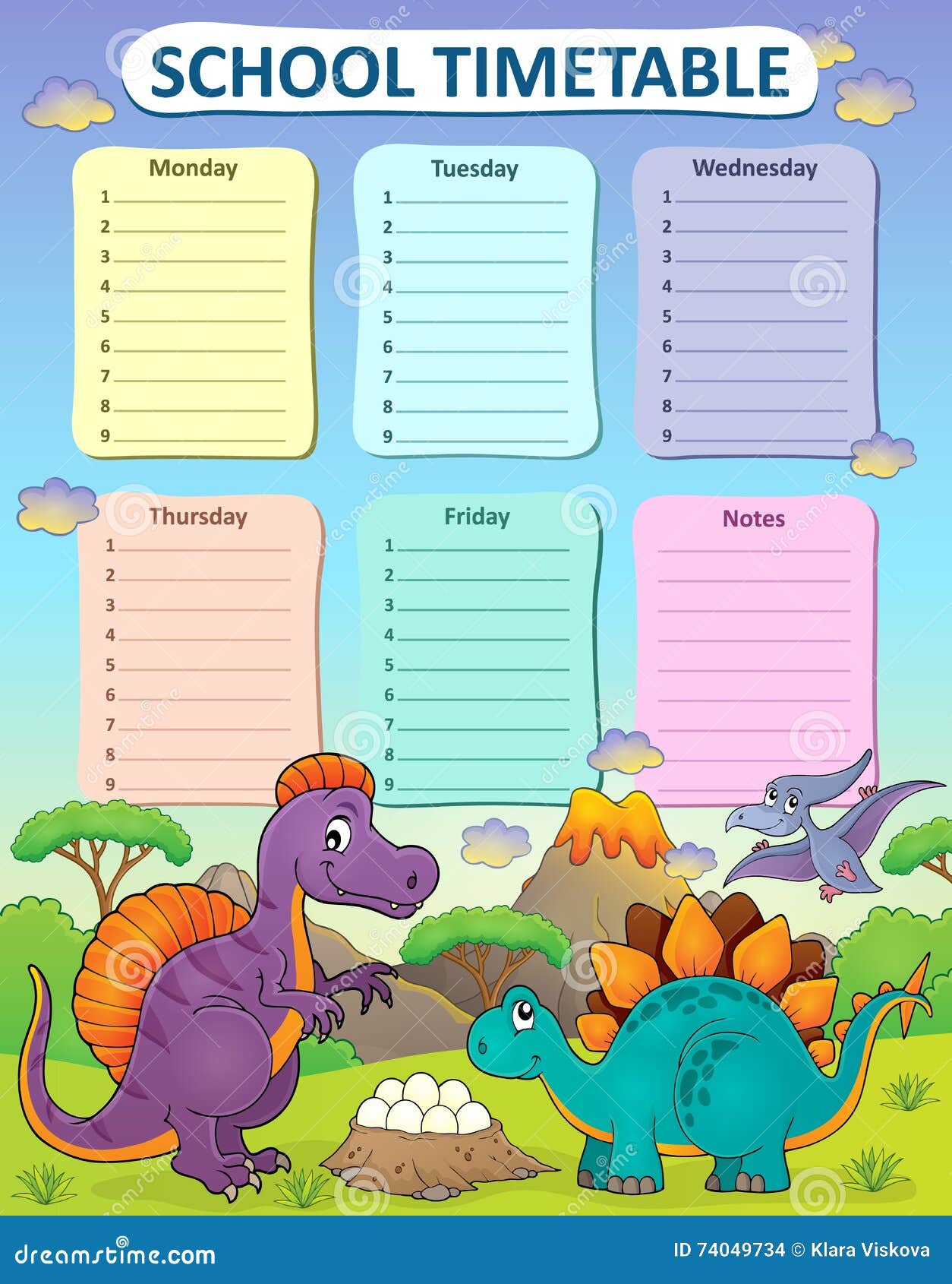 Weekly School Planner Template For Girls. Organizer And Schedule With ...