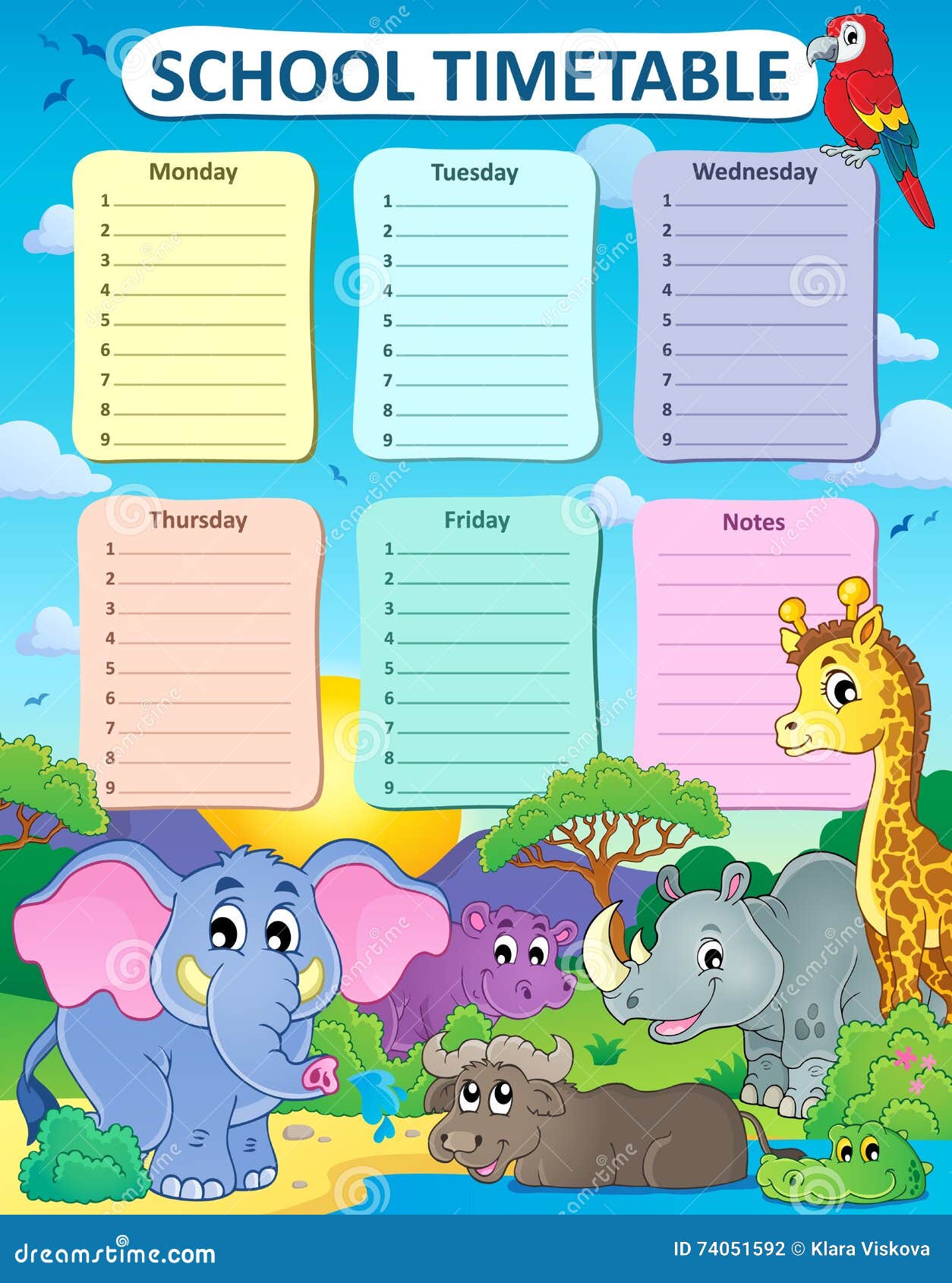 Weekly School Timetable Thematics 4 Stock Vector - Illustration of ...