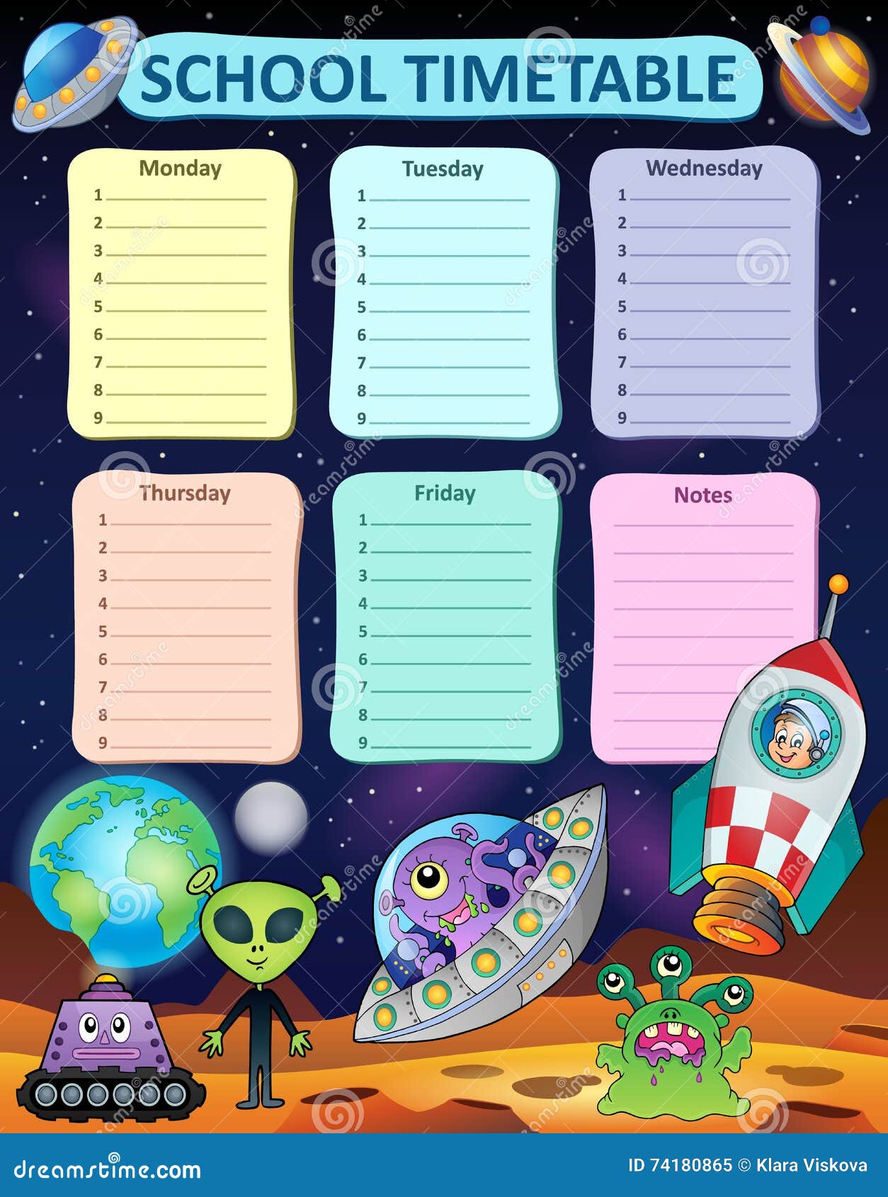Weekly School Planner Template For Girls. Organizer And Schedule With ...