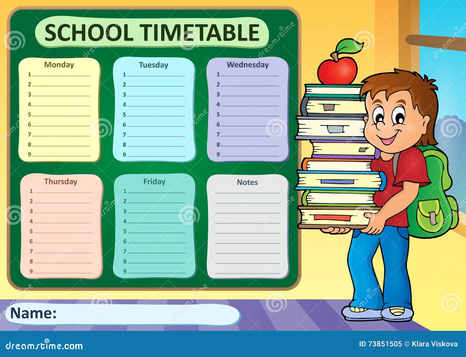 Weekly School Timetable Theme 3 Stock Vector - Illustration of design ...