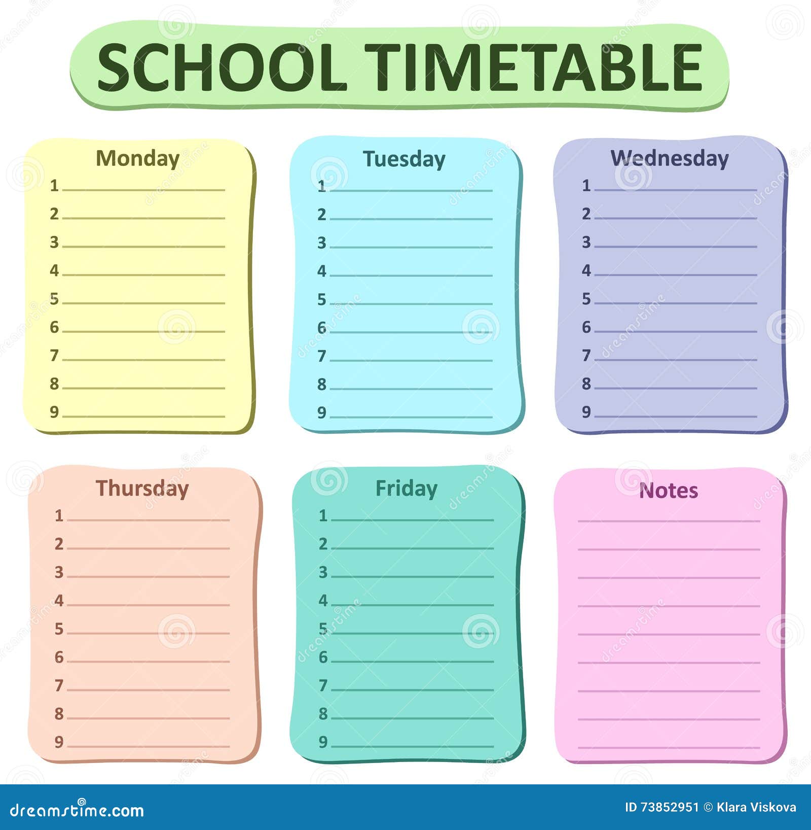 School Timetable Theme 1 Stock Illustrations – 4 School Timetable Theme ...