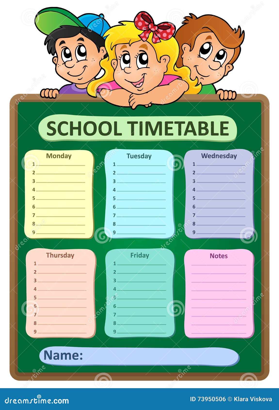 Weekly School Planner Template For Girls. Organizer And Schedule With ...