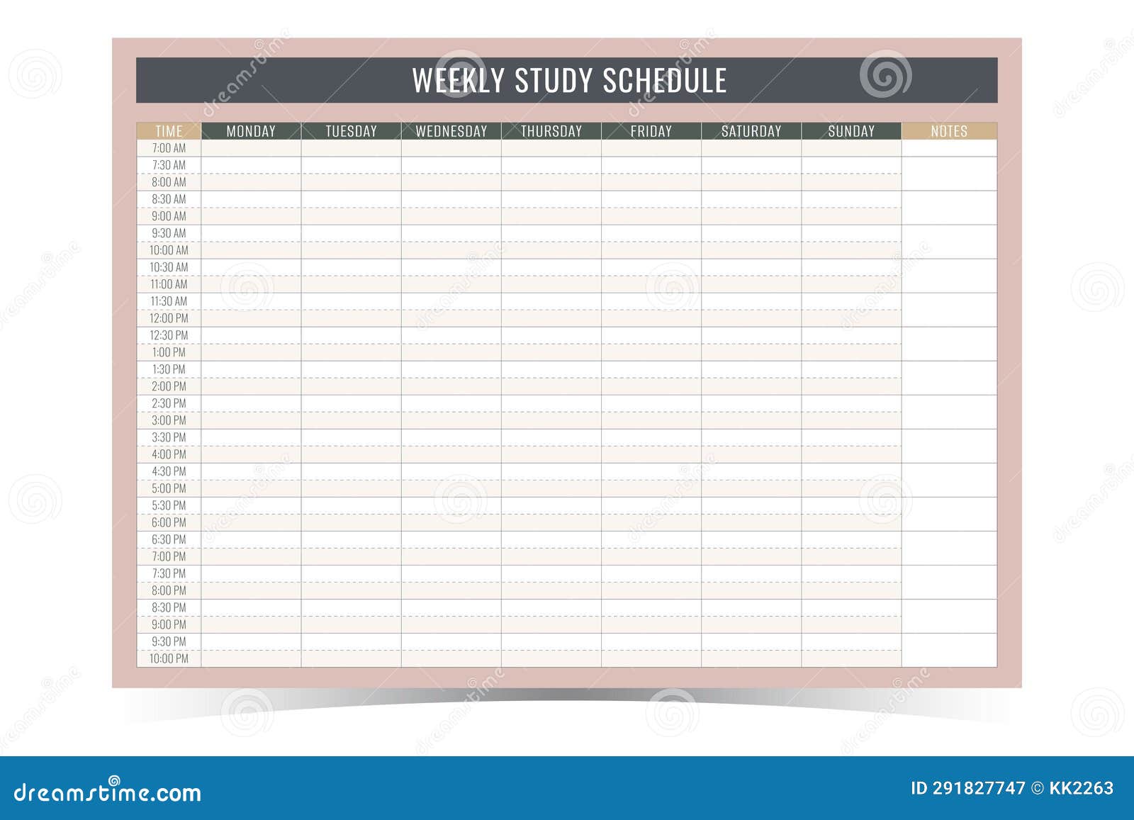 Weekly Study Schedule Template Stock Illustration - Illustration of ...