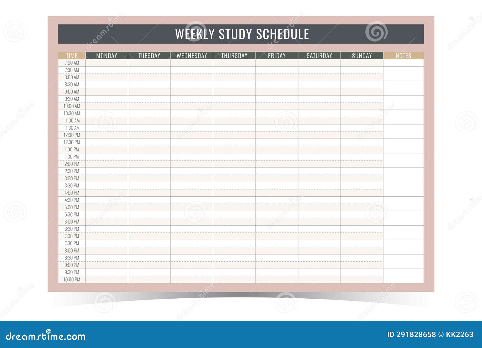 Weekly Study Schedule Template Stock Vector - Illustration of agenda ...