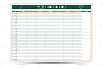 Weekly Study Schedule Template Stock Vector - Illustration of colorful ...