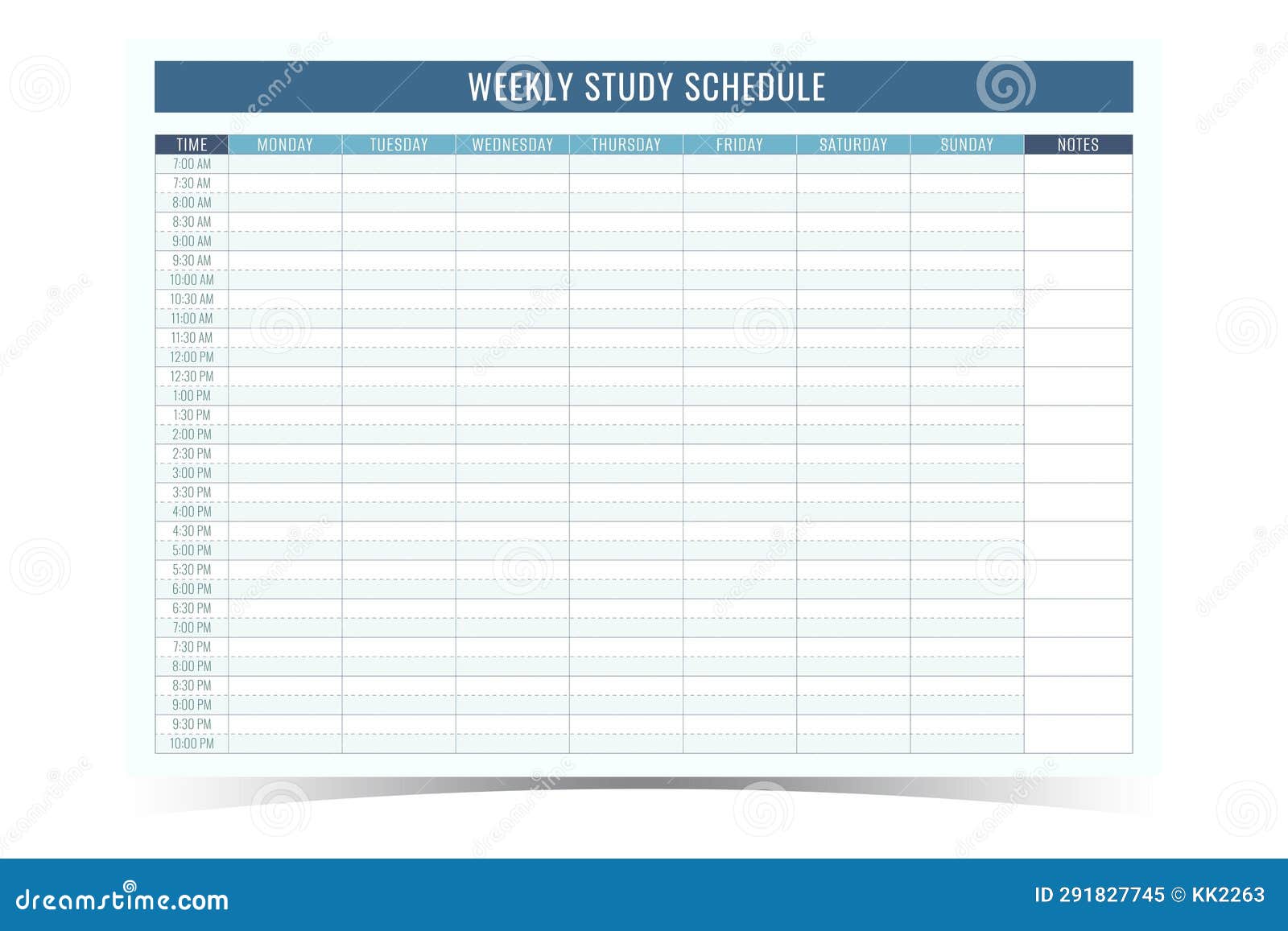 Weekly Study Schedule Template Stock Illustration - Illustration of ...