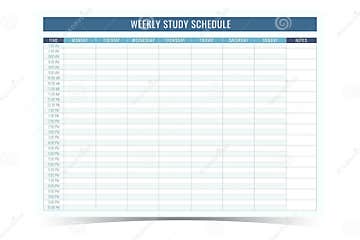 Weekly Study Schedule Template Stock Illustration - Illustration of ...