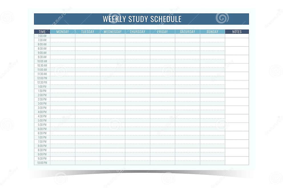 Weekly Study Schedule Template Stock Illustration - Illustration of ...