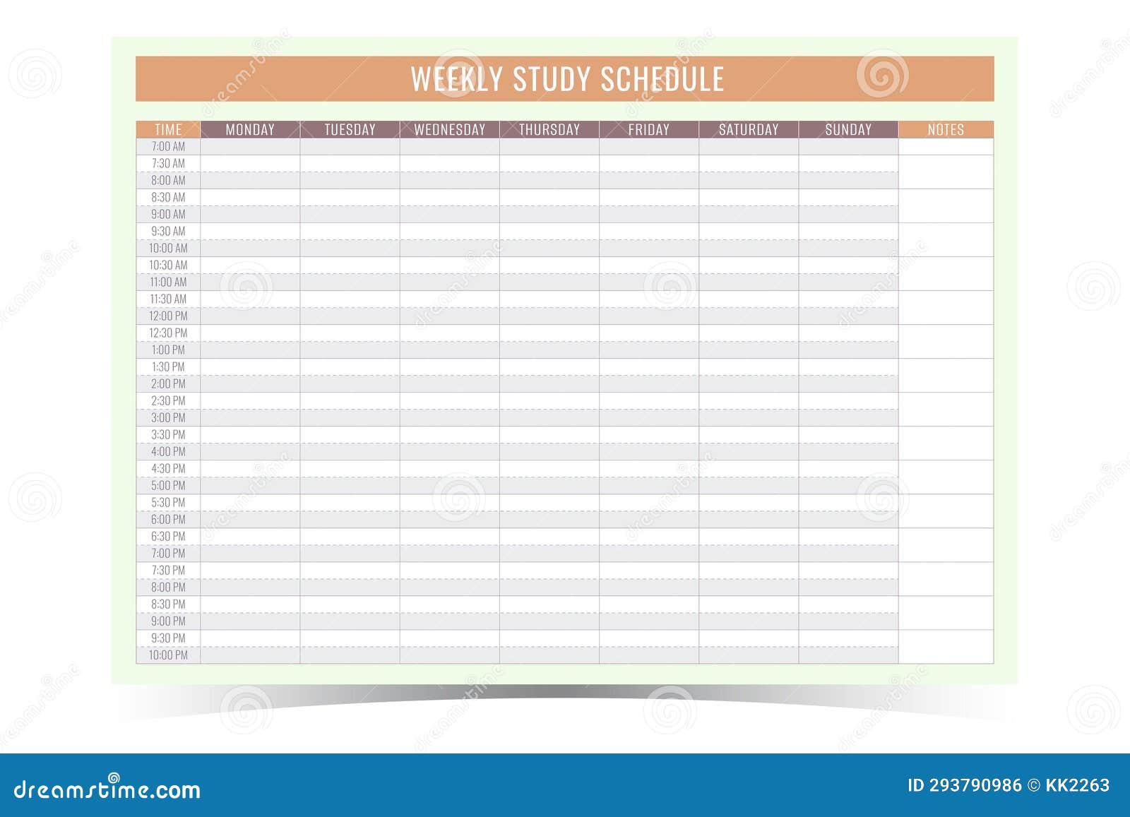 Weekly Study Schedule Template Stock Vector - Illustration of blue ...