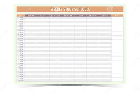 Weekly Study Schedule Template Stock Illustration - Illustration of ...