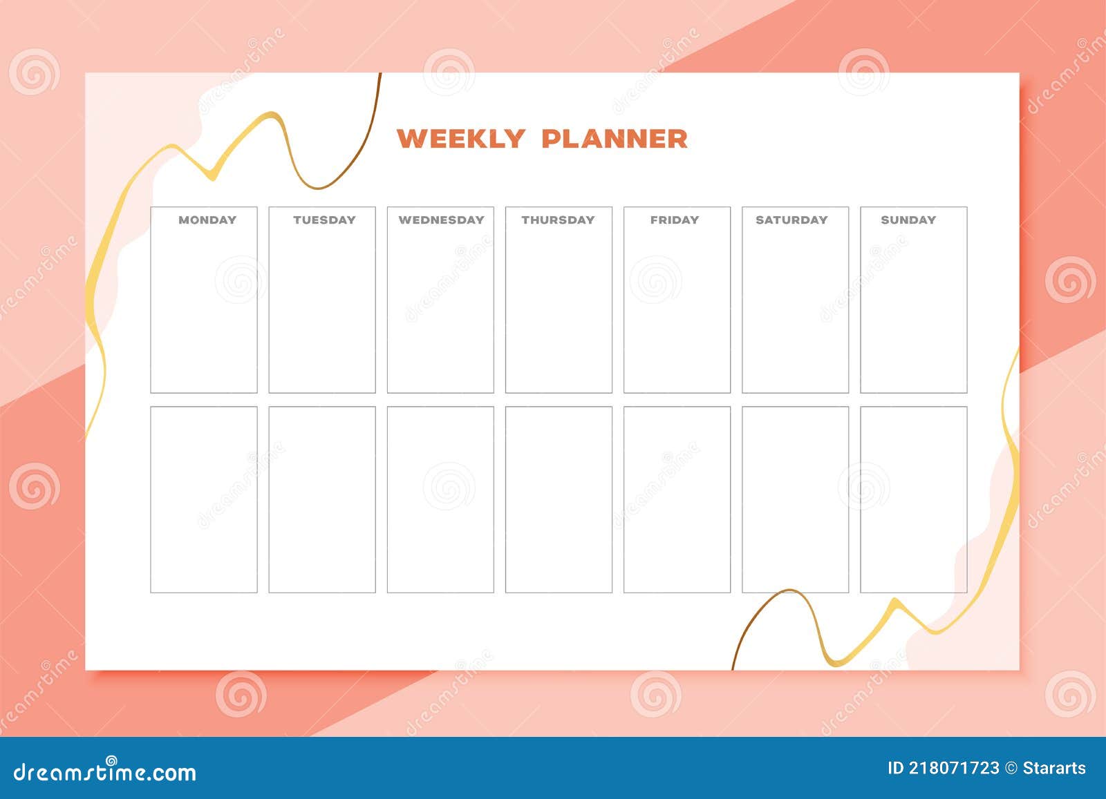 Weekly Time Schedule Planner Template Stock Vector - Illustration of ...