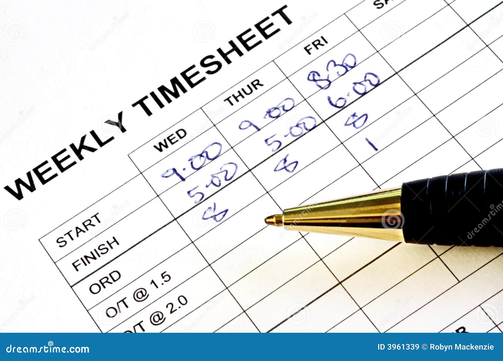 Weekly Timesheet stock image. Image of document, timesheet - 3961339