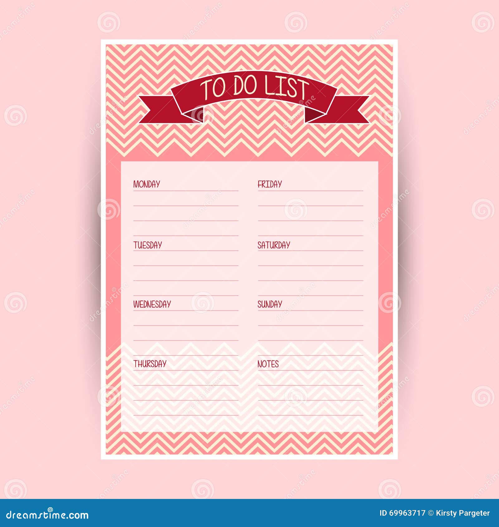Weekly to do list stock vector. Illustration of template - 69963717