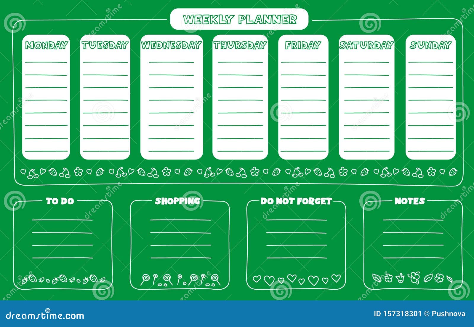 WeeklyPlannerDoodle-02 stock vector. Illustration of journal - 157318301