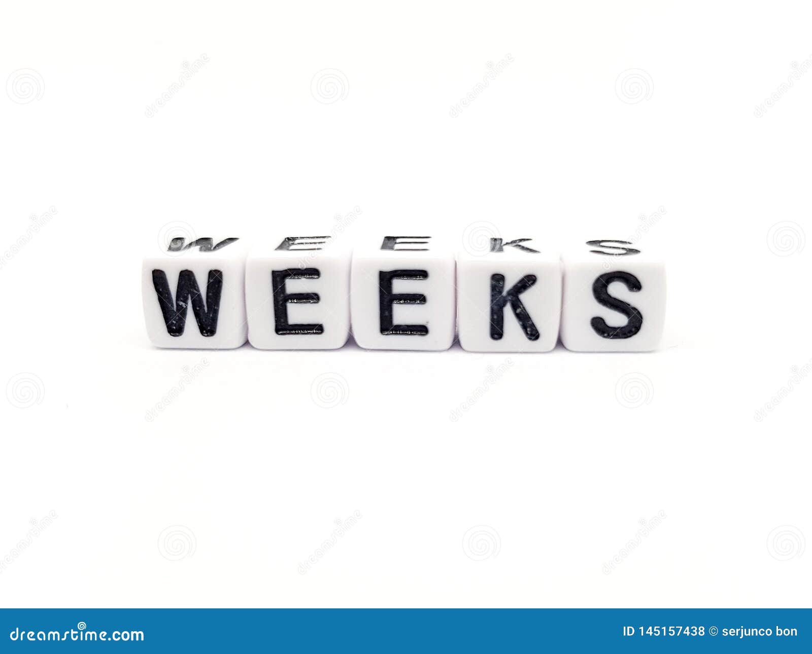 Weeks Word Built with White Cubes and Black Letters on White Background ...