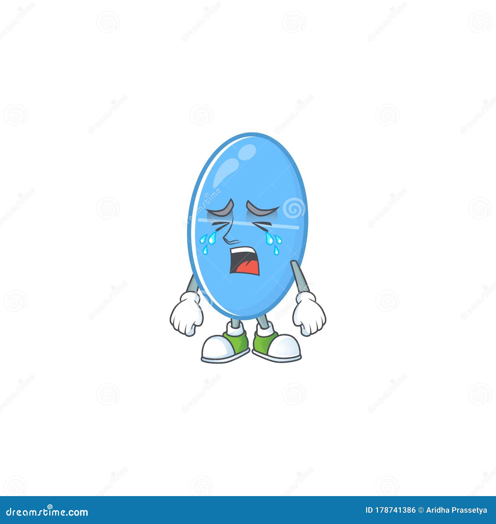 A Weeping Blue Capsule Cartoon Character Concept Stock Vector ...