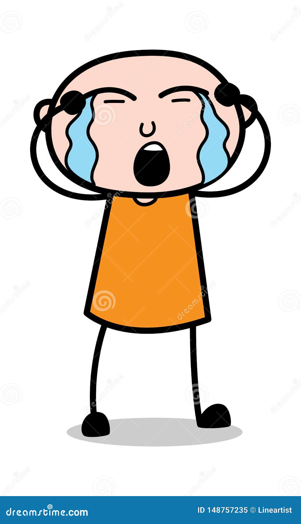 Weeping Cartoon Raincloud Isolated On White Vector Illustration ...