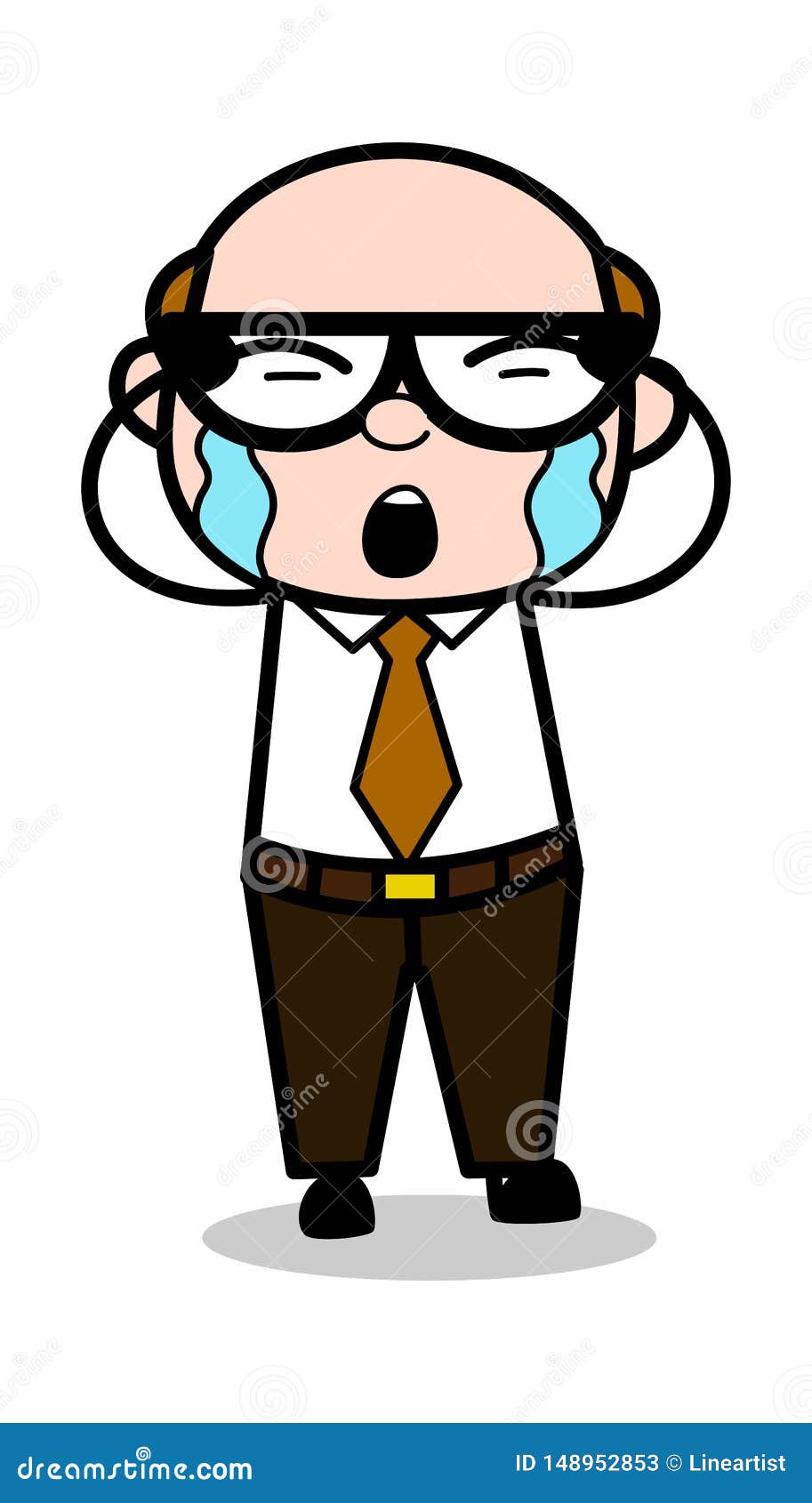 Weeping - Retro Cartoon Office Old Boss Man Vector Illustration Stock ...