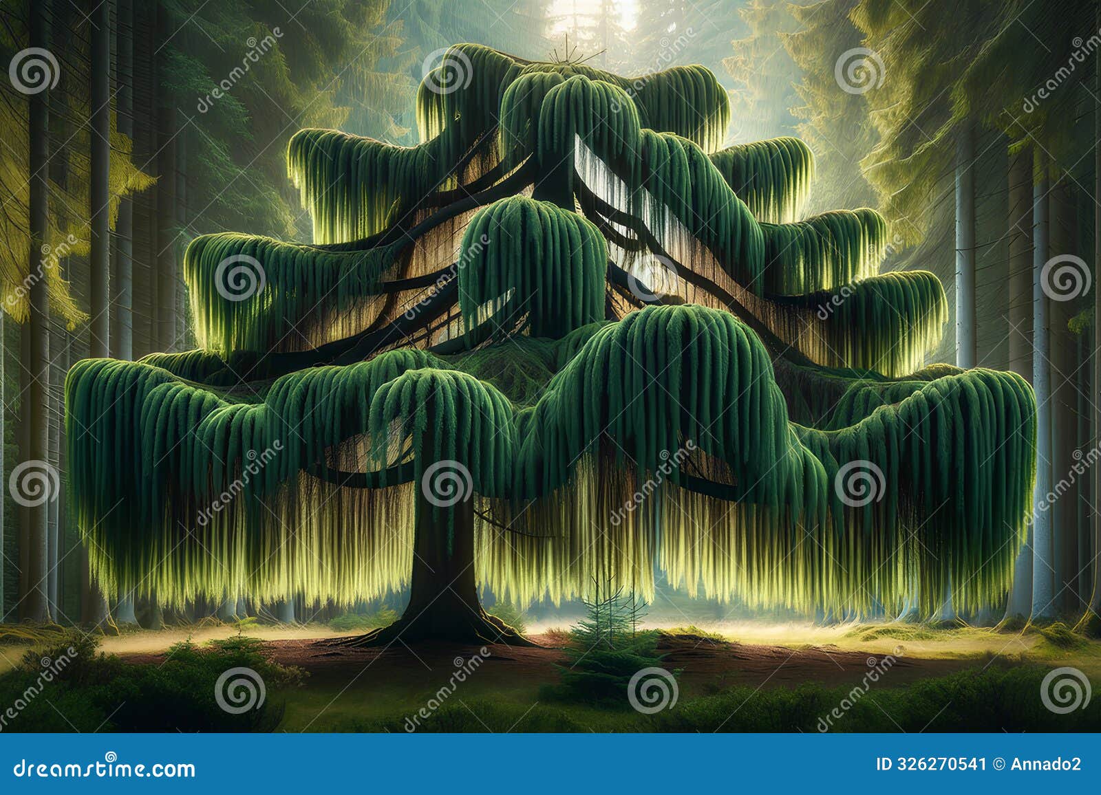 A Weeping Spruce Tree with Cascading Branches Stock Illustration ...