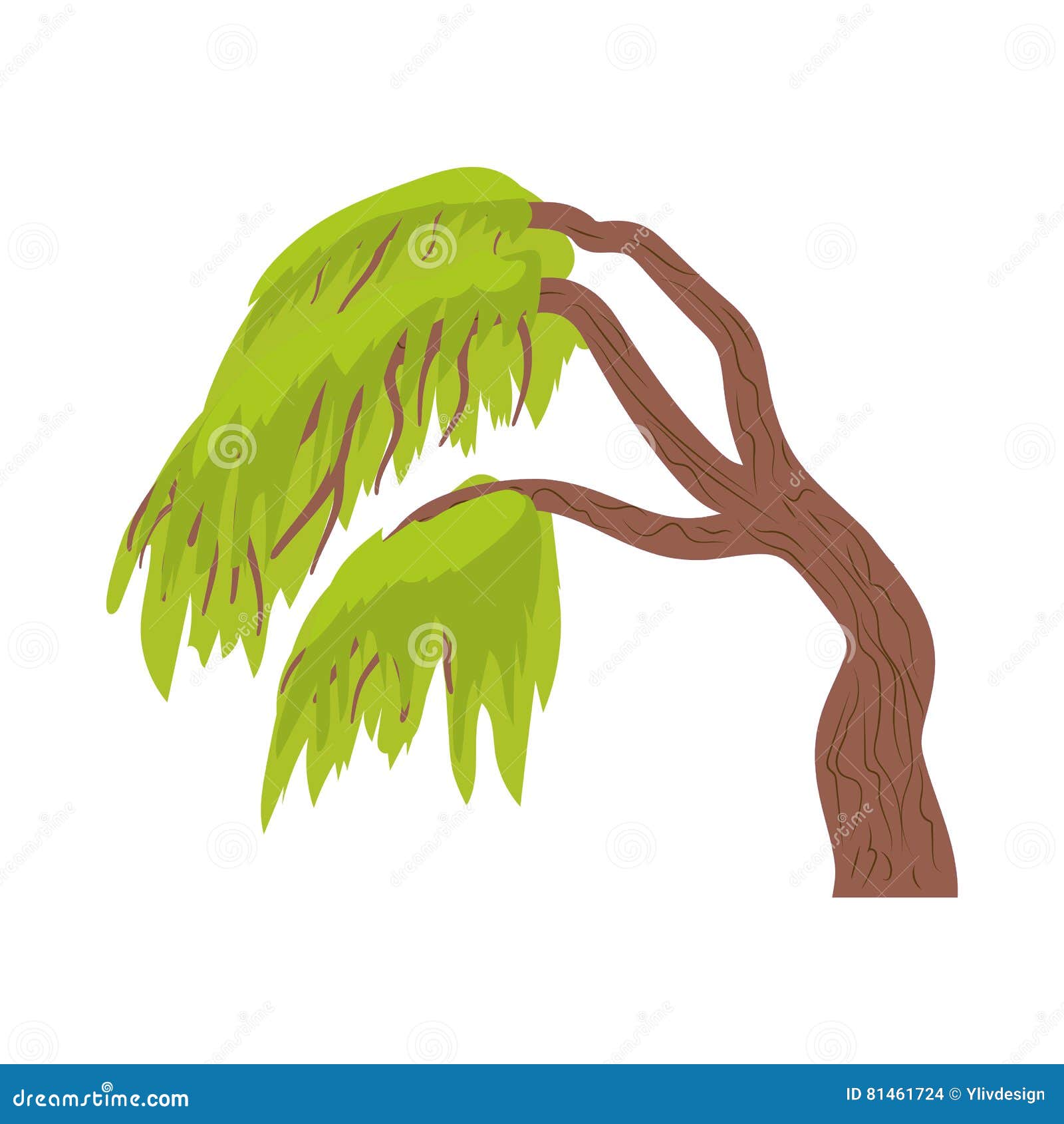 Weeping Willow Icon in Cartoon Style Stock Vector - Illustration of ...
