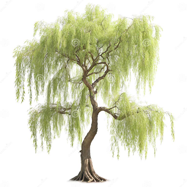 A Weeping Willow Tree Isolated on a Transparent Background. Generative ...
