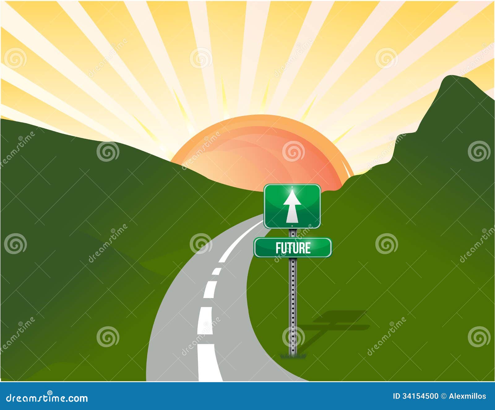 Weg Aan De Toekomst. Landschapsachtergrond Stock Illustratie ...