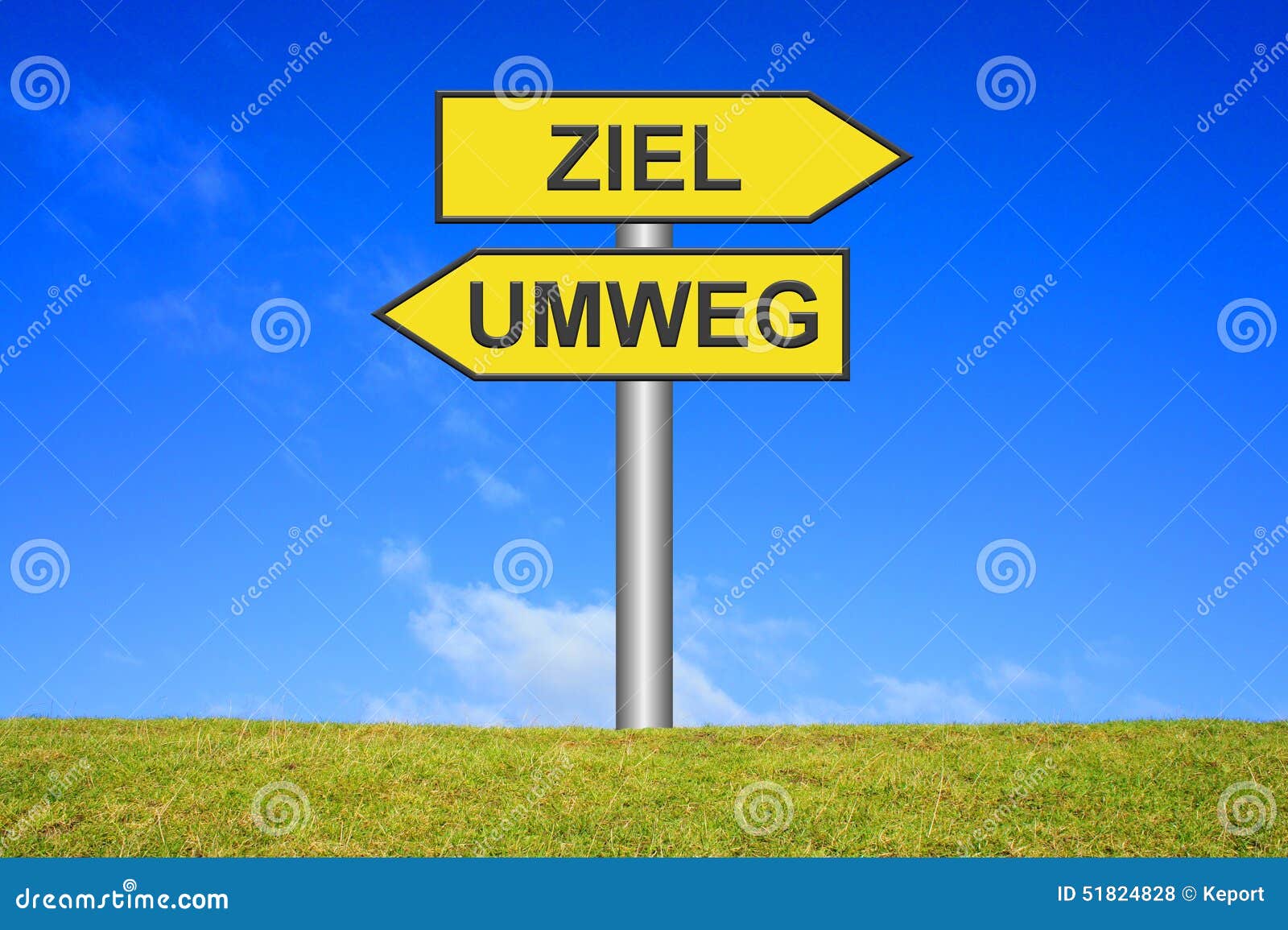 Wegweiser - Ziel Oder Umweg Stockfoto - Bild von erscheinen, schild ...