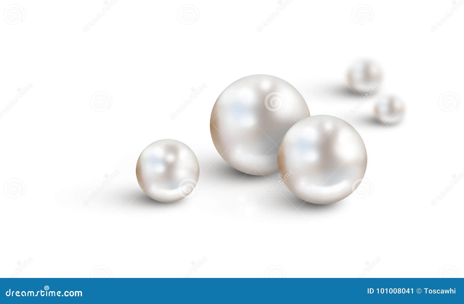 Weiße Perlen Auf Weißem Hintergrund Mit Zwei Unscharf Stock Abbildung ...
