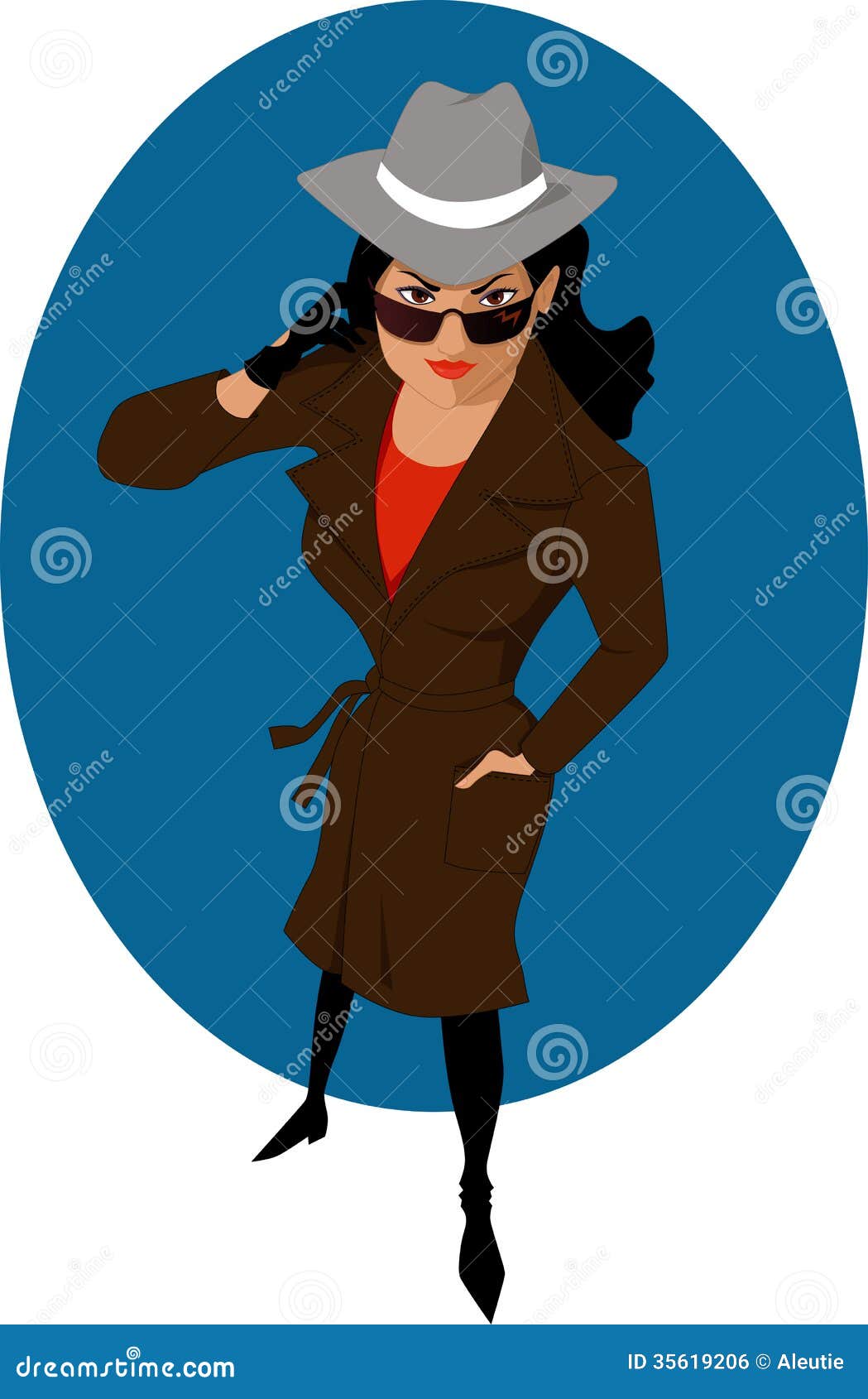 Weiblicher Geheimagent Oder Privater Detektiv Vektor Abbildung ...