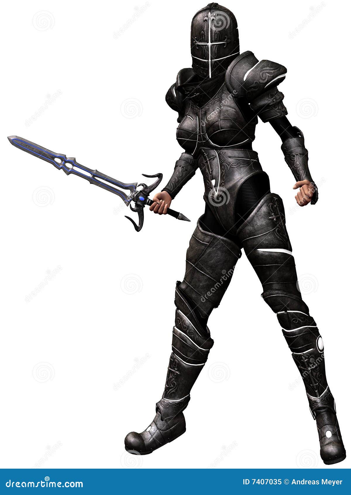 Weiblicher Ritter stock abbildung. Illustration von schlachten - 7407035