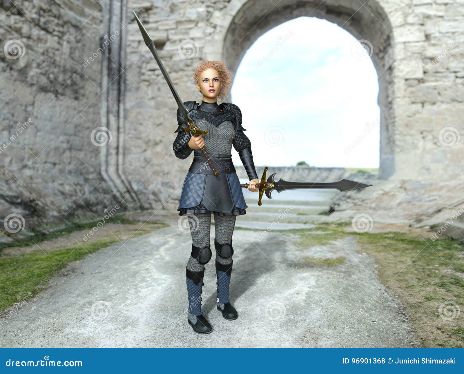 Weiblicher Ritter stock abbildung. Illustration von europa - 96901368