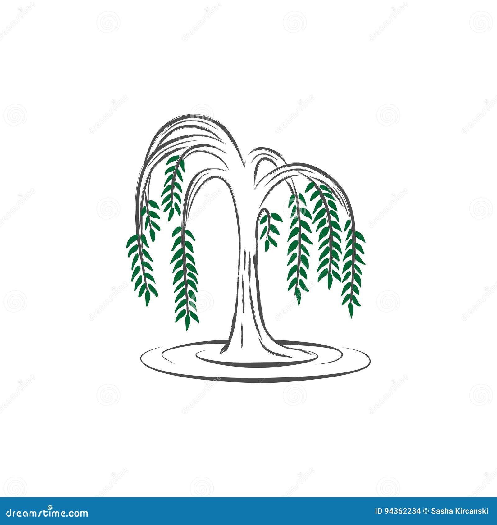 Weidenbaum-Vektorillustration Vektor Abbildung - Illustration von ikone ...