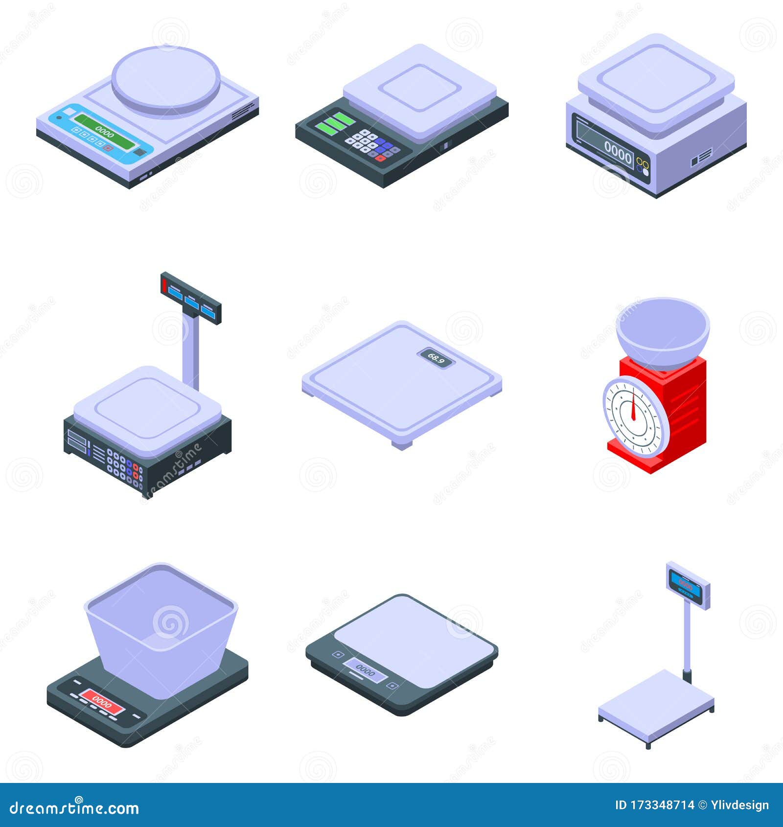 Weigh Scales Icons Set, Isometric Style Stock Vector - Illustration of ... Weigh Scales Icons Set, Isometric Style Stock Vector - Illustration of ...