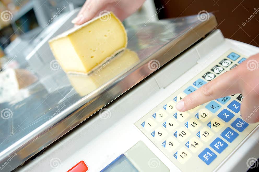 Weighing Cheese on Electronic Scales Stock Photo - Image of produce ...