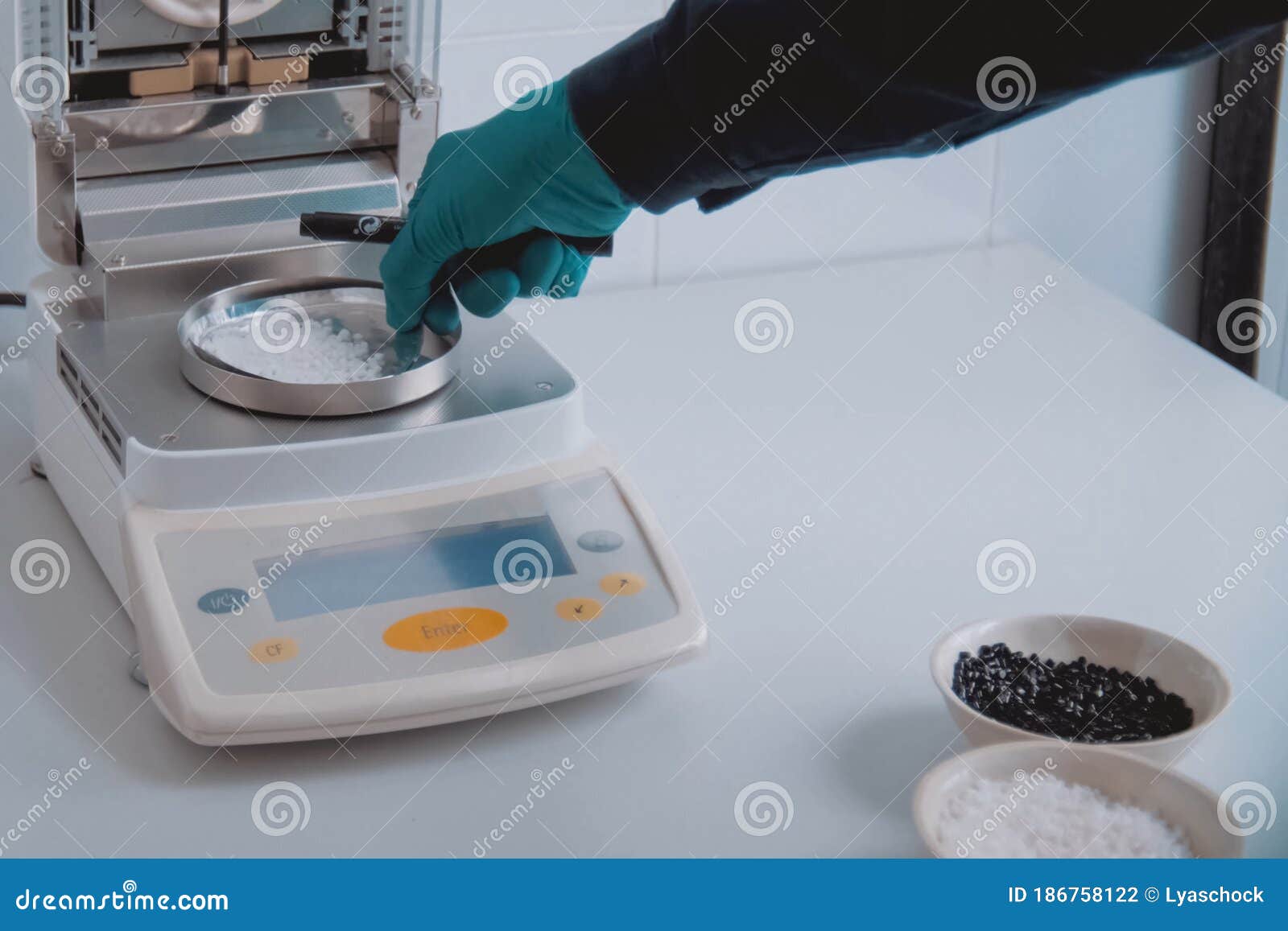 Weighing the Components of Explosive on Electronic Scales Stock Photo ...