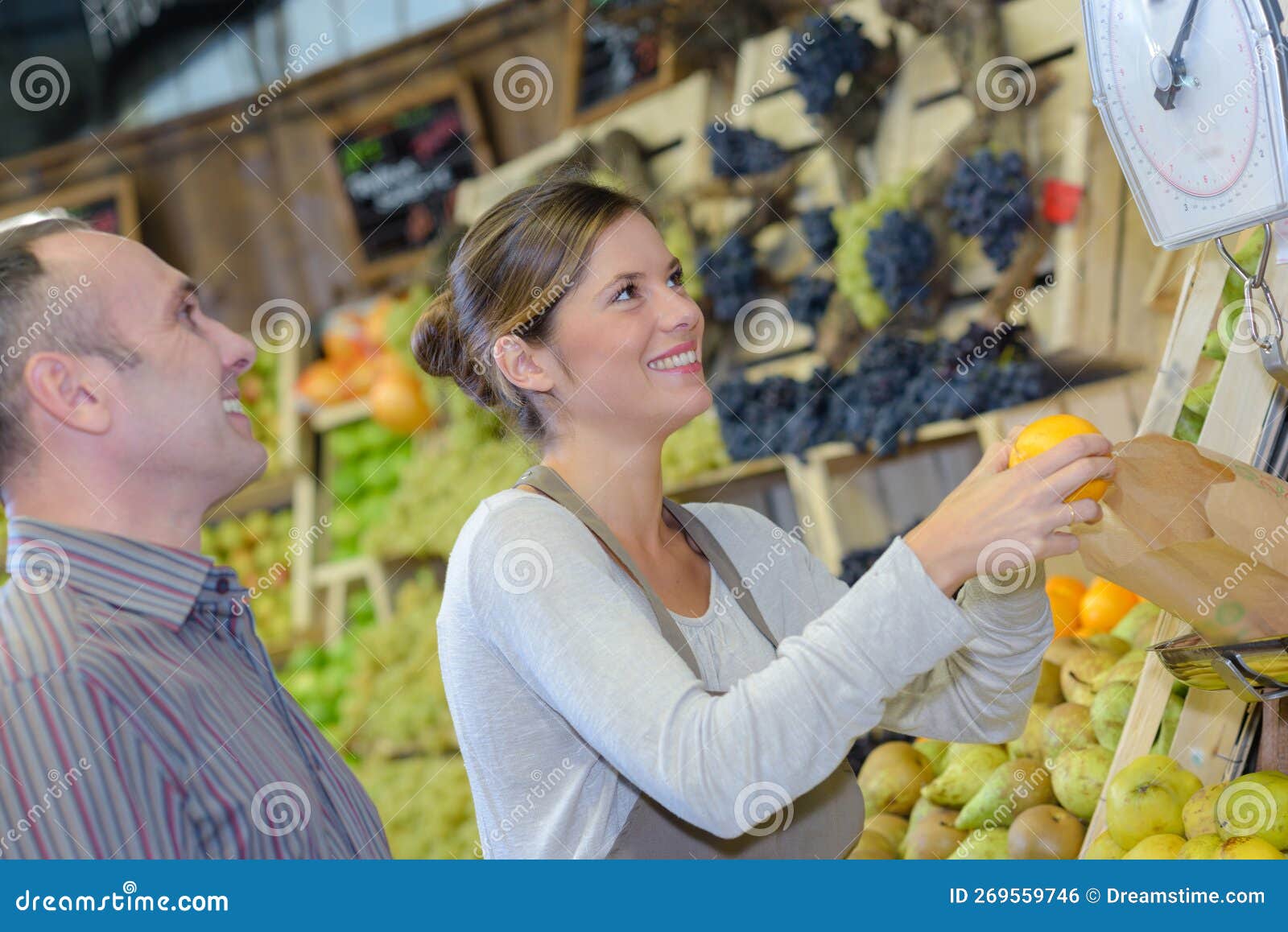 She weighing fruits stock photo. Image of healthy, farming - 269559746