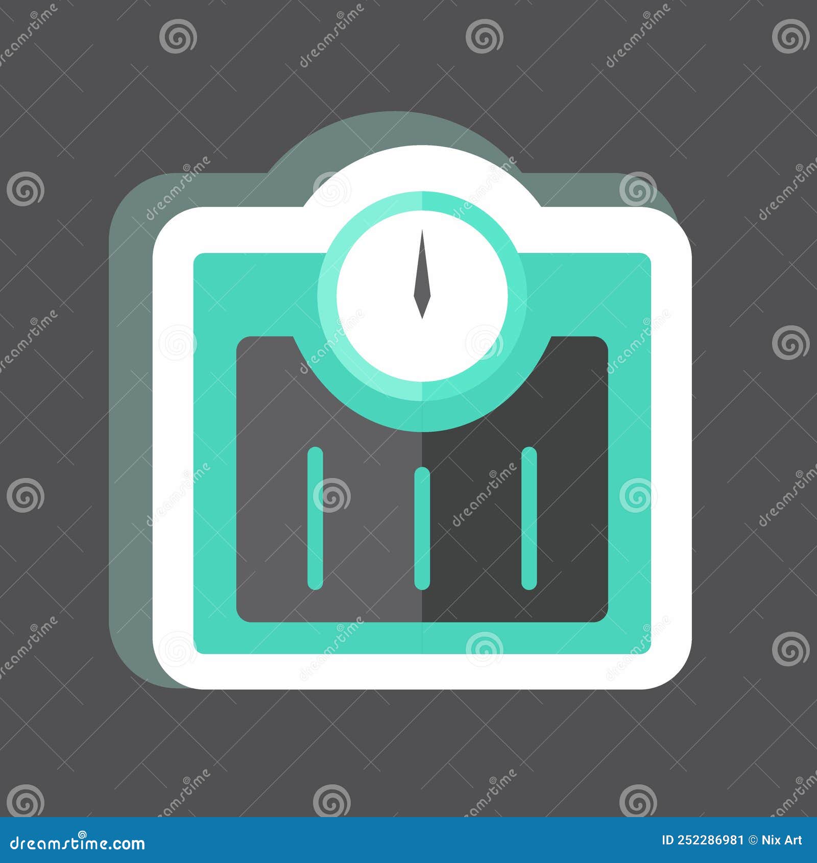Weighing Machine Sticker in Trendy Isolated on Black Background Stock ...
