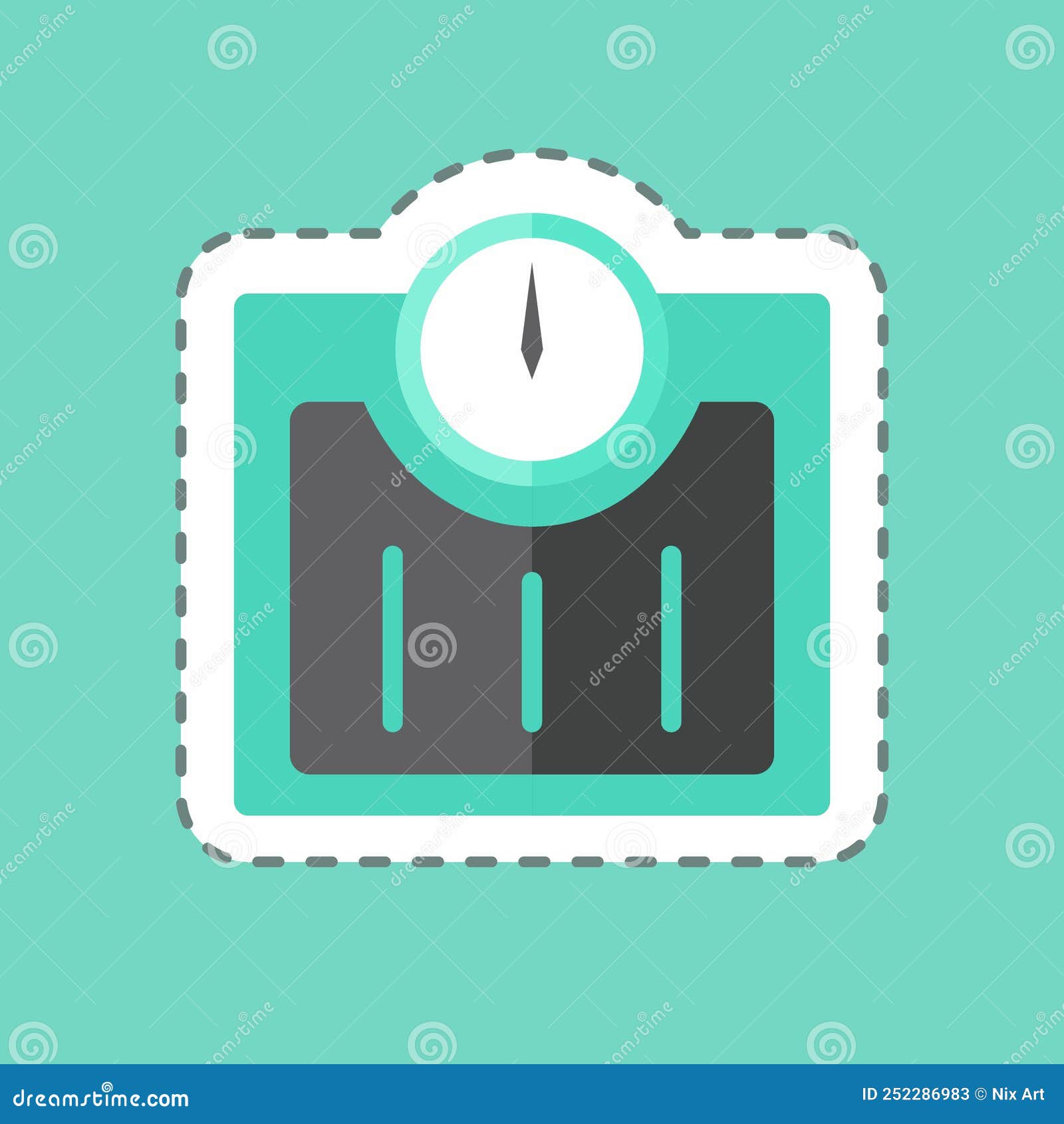 Weighing Machine Sticker in Trendy Line Cut Isolated on Blue Background ...