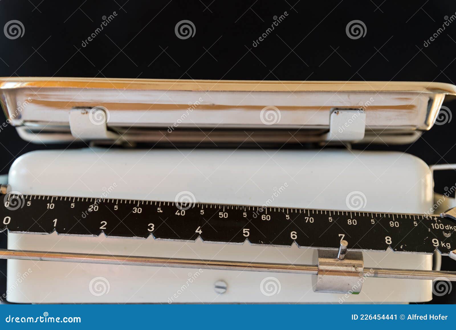 Weighing Pan on Old Kitchen Scales Stock Image - Image of balance ...