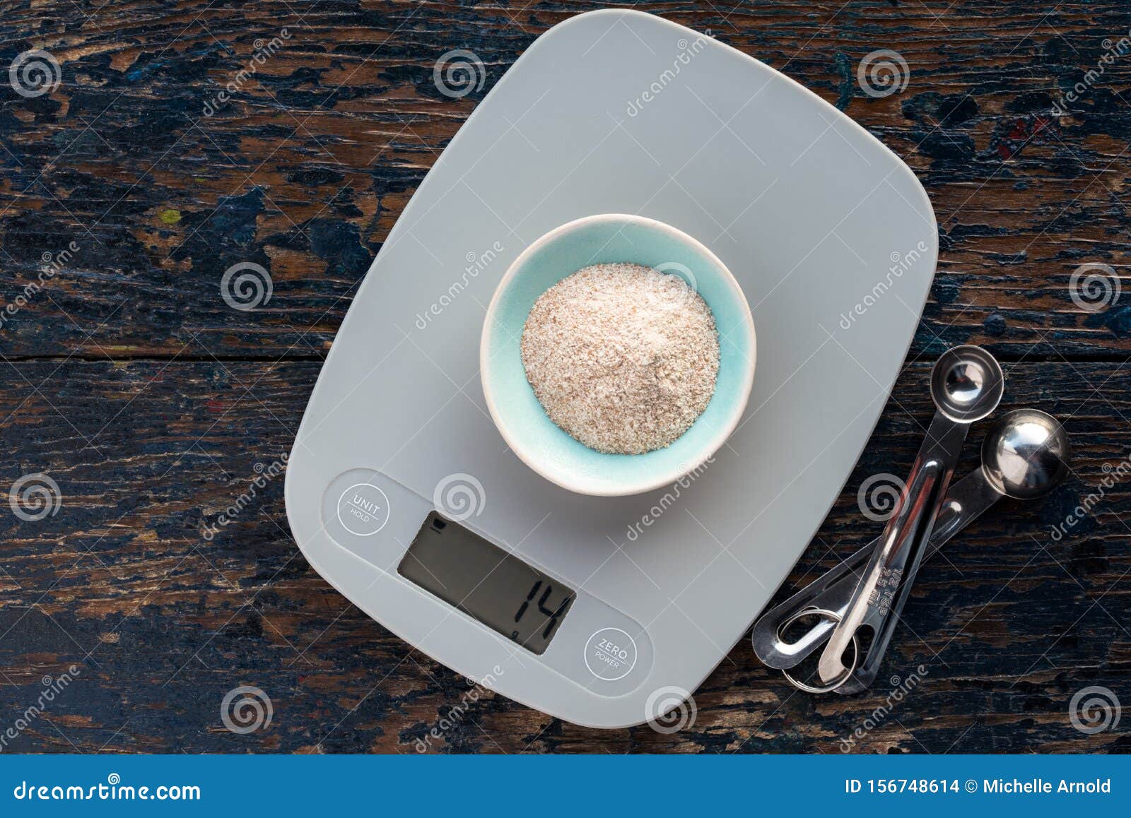 Weighing Spelt Flour on a Digital Scale Stock Photo - Image of weighing ...